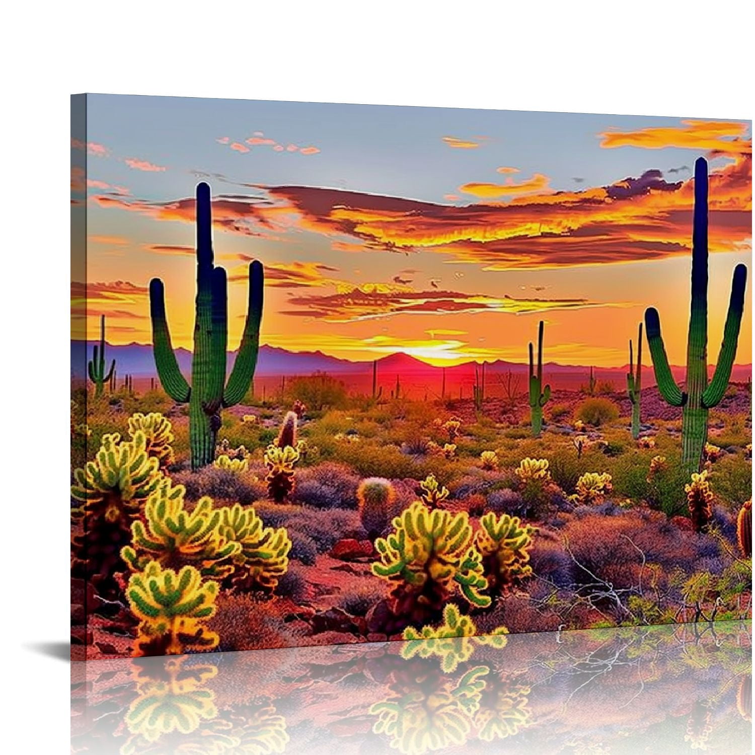 ARISTURING Canvas Painting North American Sonoran Desert at Sunset ...