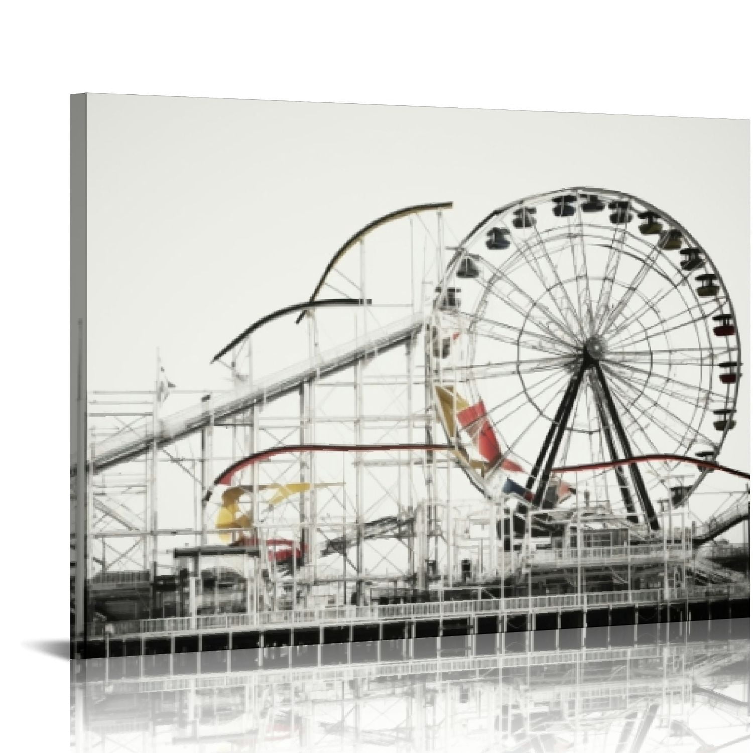 ARISTURING Canvas Panoramic Santa Monica Pier Print: California Wall ...