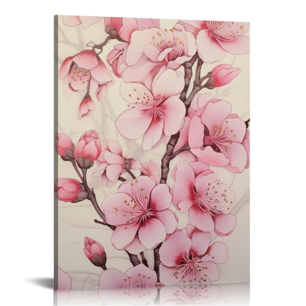 ARISTURING Canvas Print Cherry Blossom Living Room Art Cherry Blossom ...