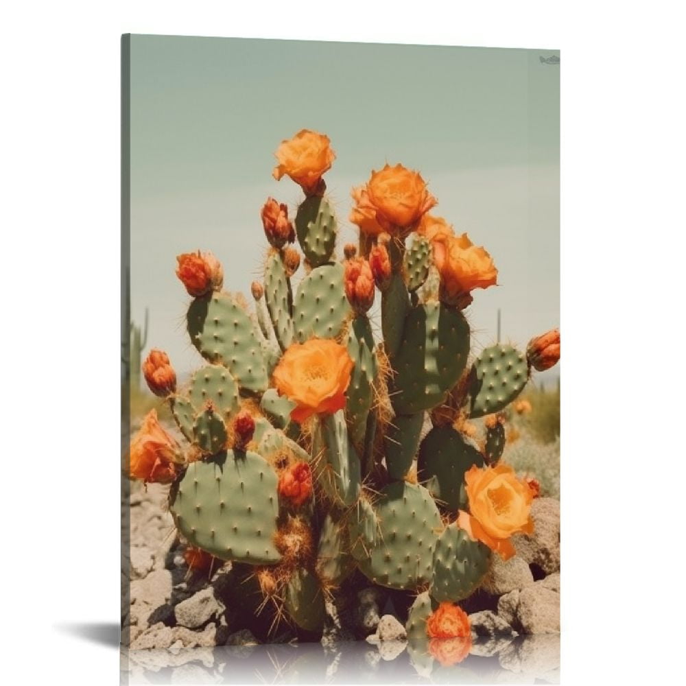 Jiayy Canvas Print Wall Art Blooming Saguaro Cactus Nature Wilderness ...