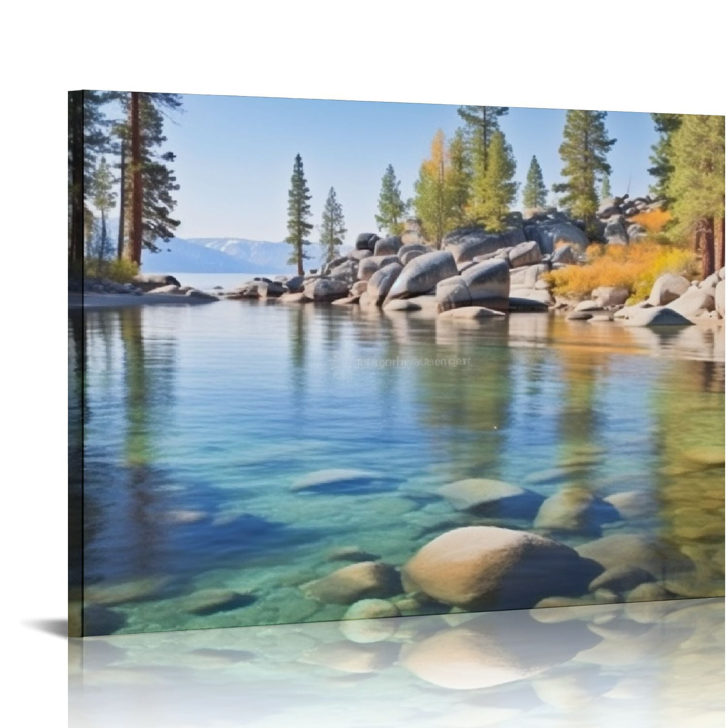 ARISTURING Canvas Print Wall Art Blue Lake in Mountain Forest Landscape ...