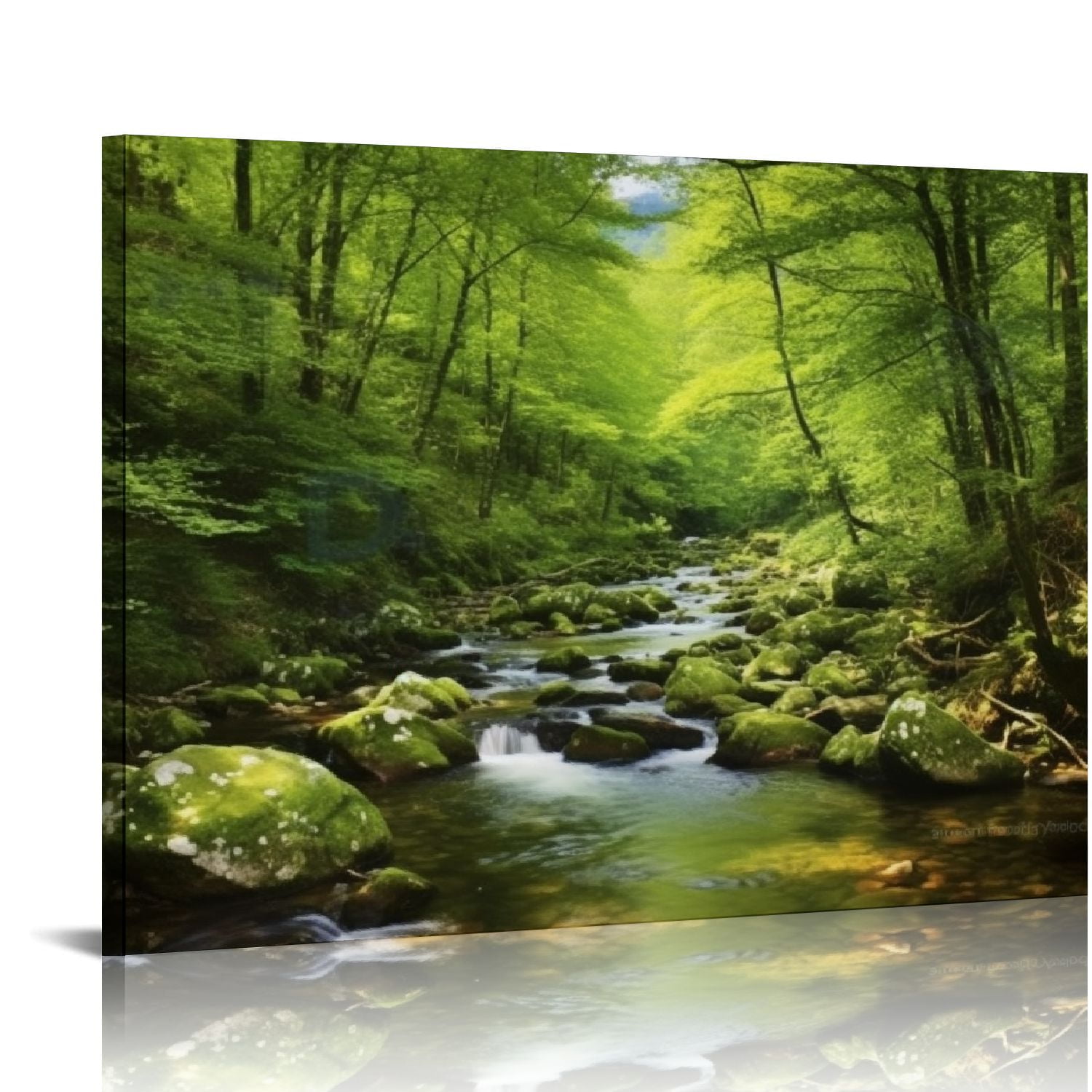 ARISTURING Canvas Print Wall Art River Through The Green Forest Nature ...
