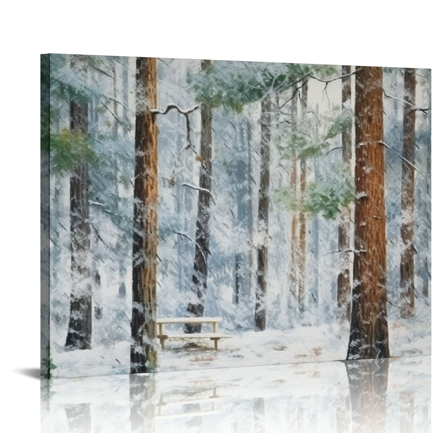 ARISTURING Canvas Print Wall Art Snowy Forest with Brown Trees Nature ...