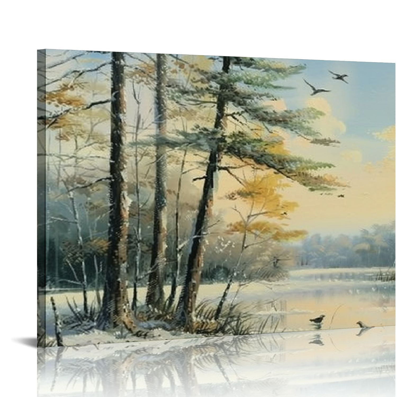 ARISTURING Canvas Print Wall Art Winter Forest Landscape with Frozen ...