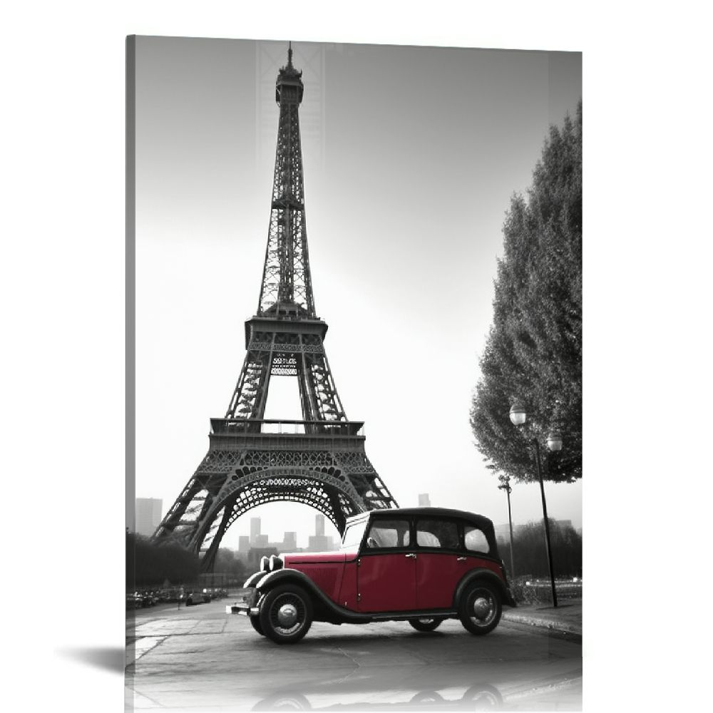 ARISTURING Canvas Prints Wall Art Black and White Red Paris Eiffel ...