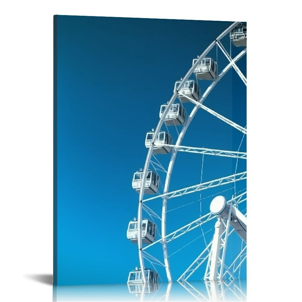 ARISTURING Canvas Prints Wall Art White Ferris Wheel Against Blue Sky ...