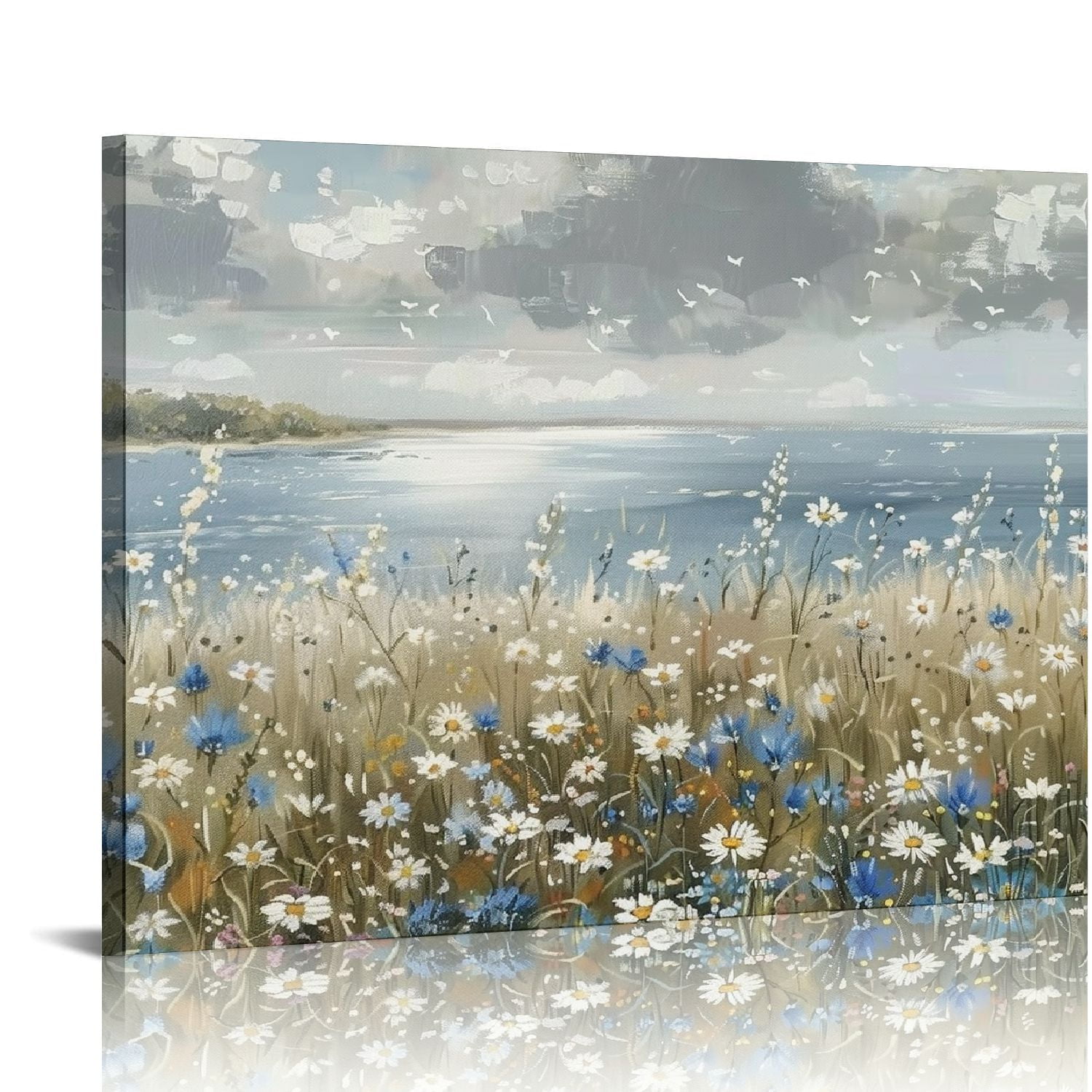 ARISTURING Canvas Wall Art Beach Floral Wall Picture Coastal Boho ...