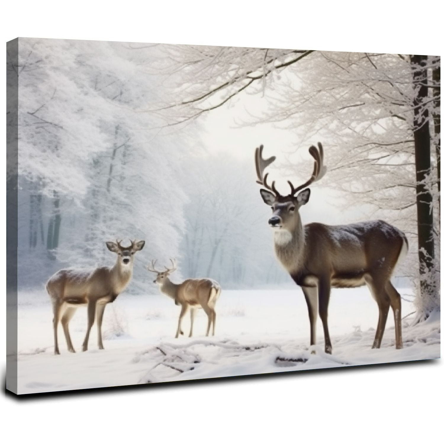 ARISTURING Canvas Wall Art Elk In Winter Canvas Print Artwork Deer And ...