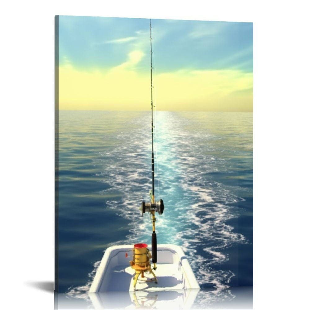 ARISTURING Canvas Wall Art Fishing Rod and Reels Pictures for Living ...