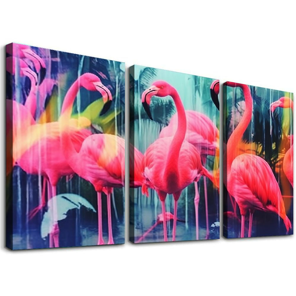 ARISTURING Canvas Wall Art Flamingo Canvas Print Artwork Bird Wall Art ...