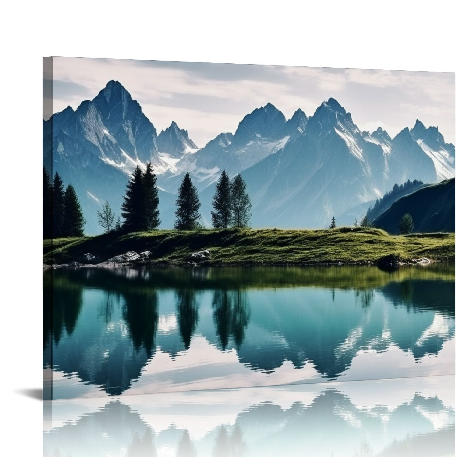 ARISTURING Canvas Wall Art Mountain Forest River Reflection Canvas ...