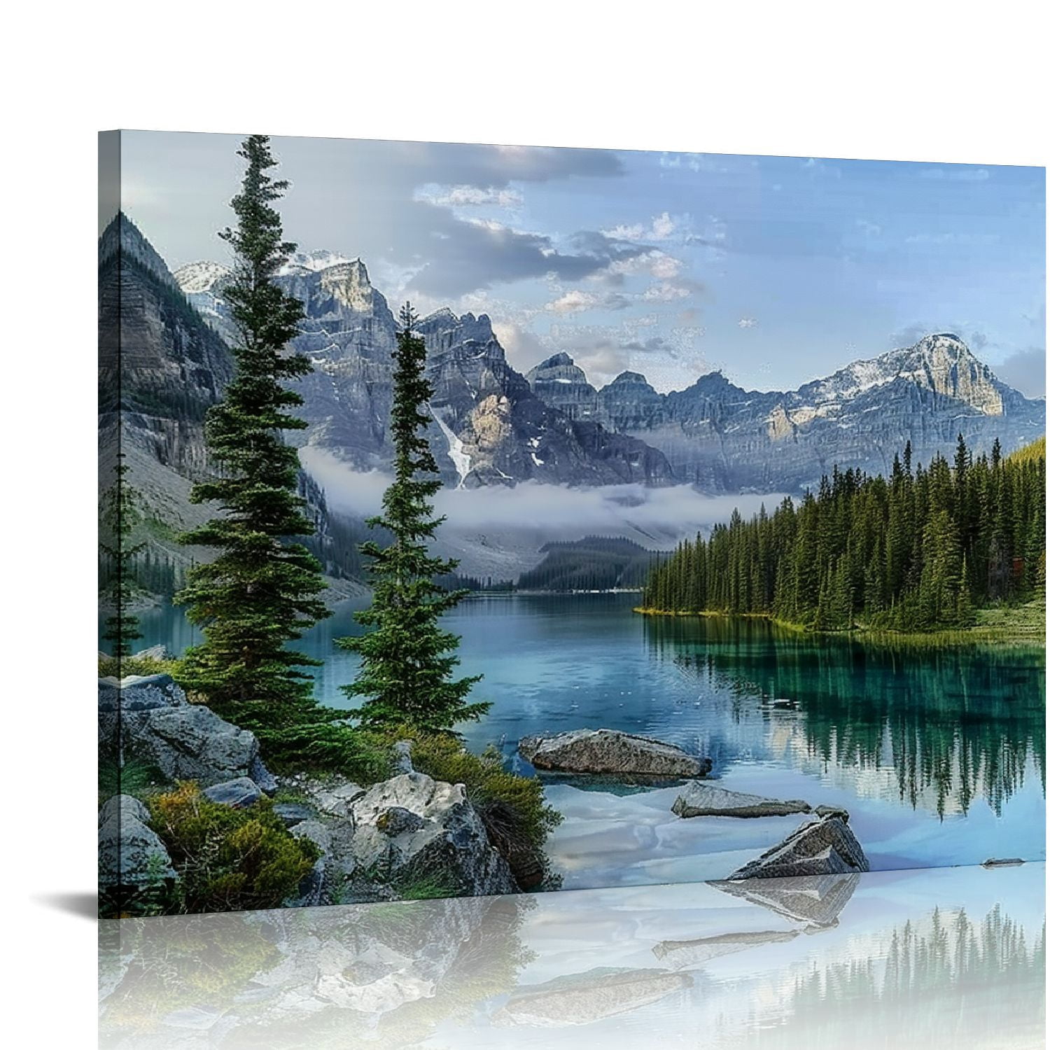 ARISTURING Canvas Wall Art Mountain - Long Canvas Artwork Moraine Lake ...