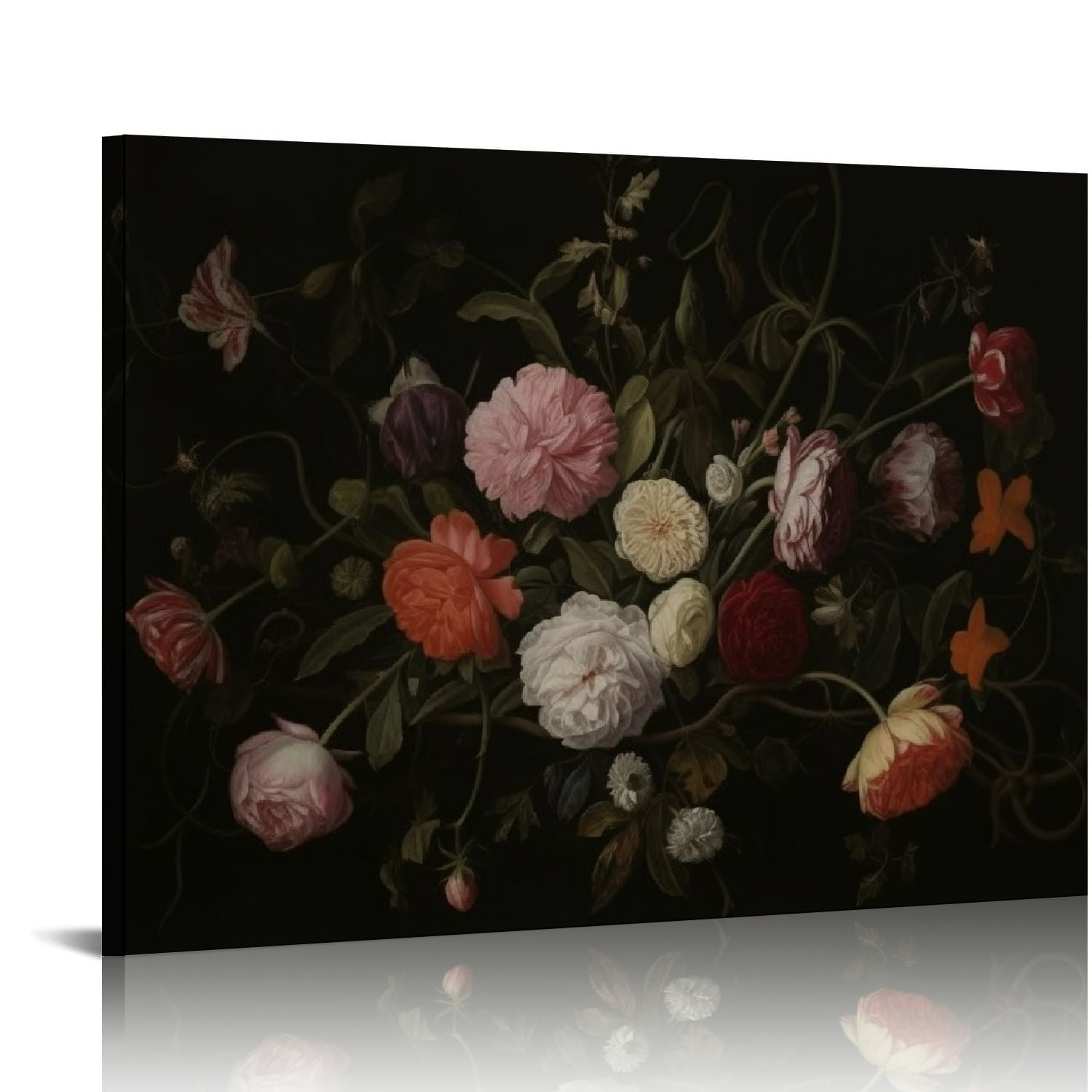 ARISTURING Canvas Wall Art Prints Dark Academia Moody floral print art, Botanical Wall Art ...