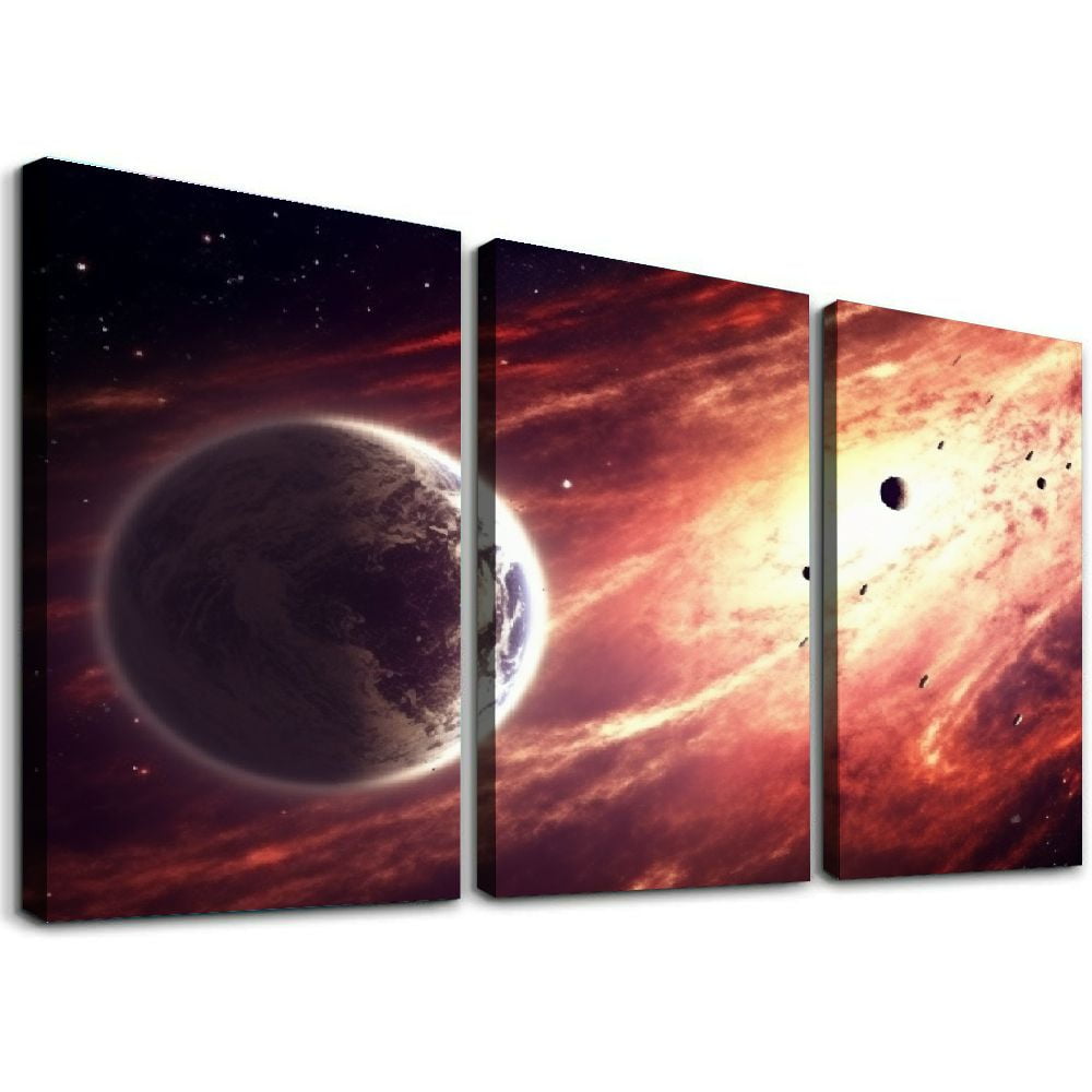 ARISTURING Canvas Wall Art Space Canvas Planet Universe Picture Canvas ...