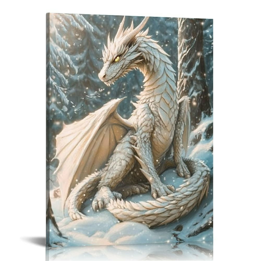 ARISTURING Canvas Wall Art, White Mystic Creature Poster Prints ...