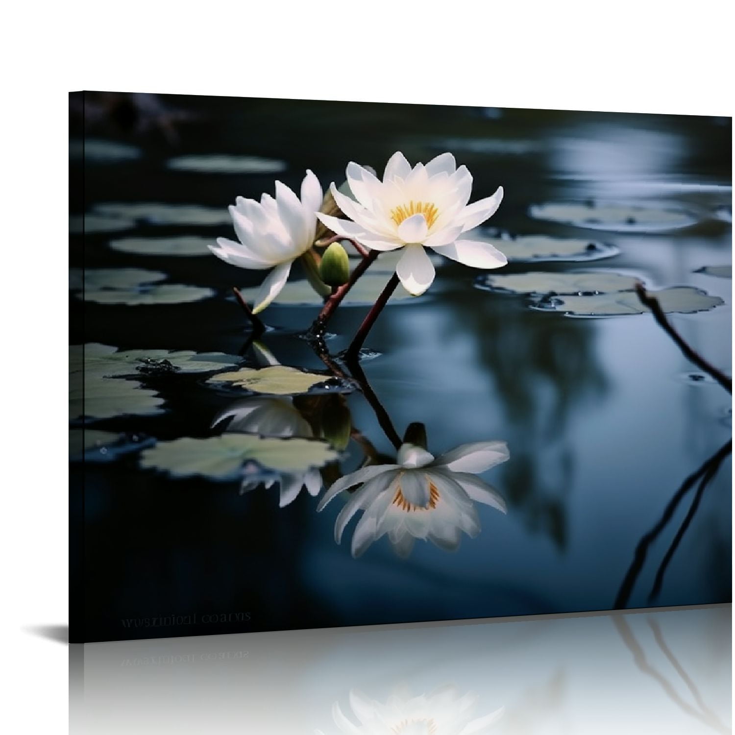 Jiayy Canvas Wall Art lotus leaf And White Lotus On The River Wall Art ...