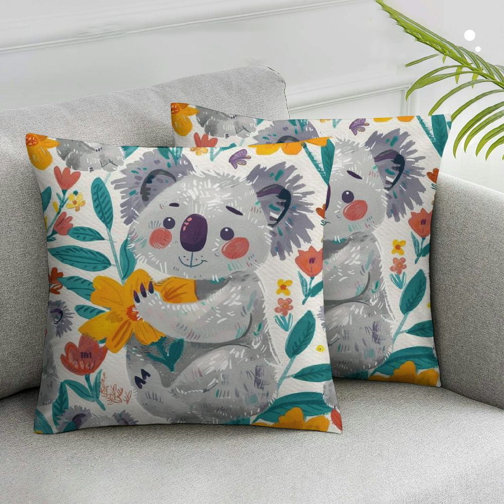 ARISTURING Cartoon Cute Koala Throw Pillow Covers Pillow Cases Square ...