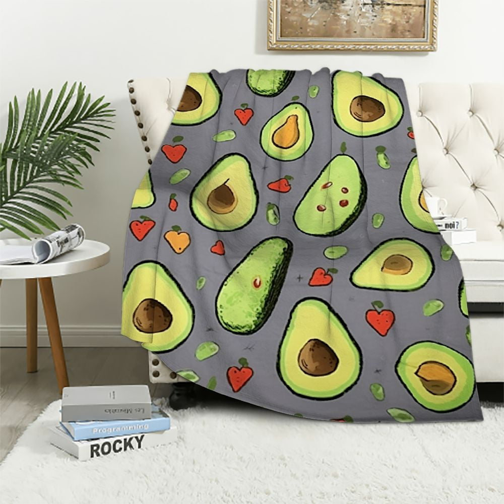 HENGT Cartoon Fruits Avocado Throw Blanket Flannel Luxury Warm Soft ...