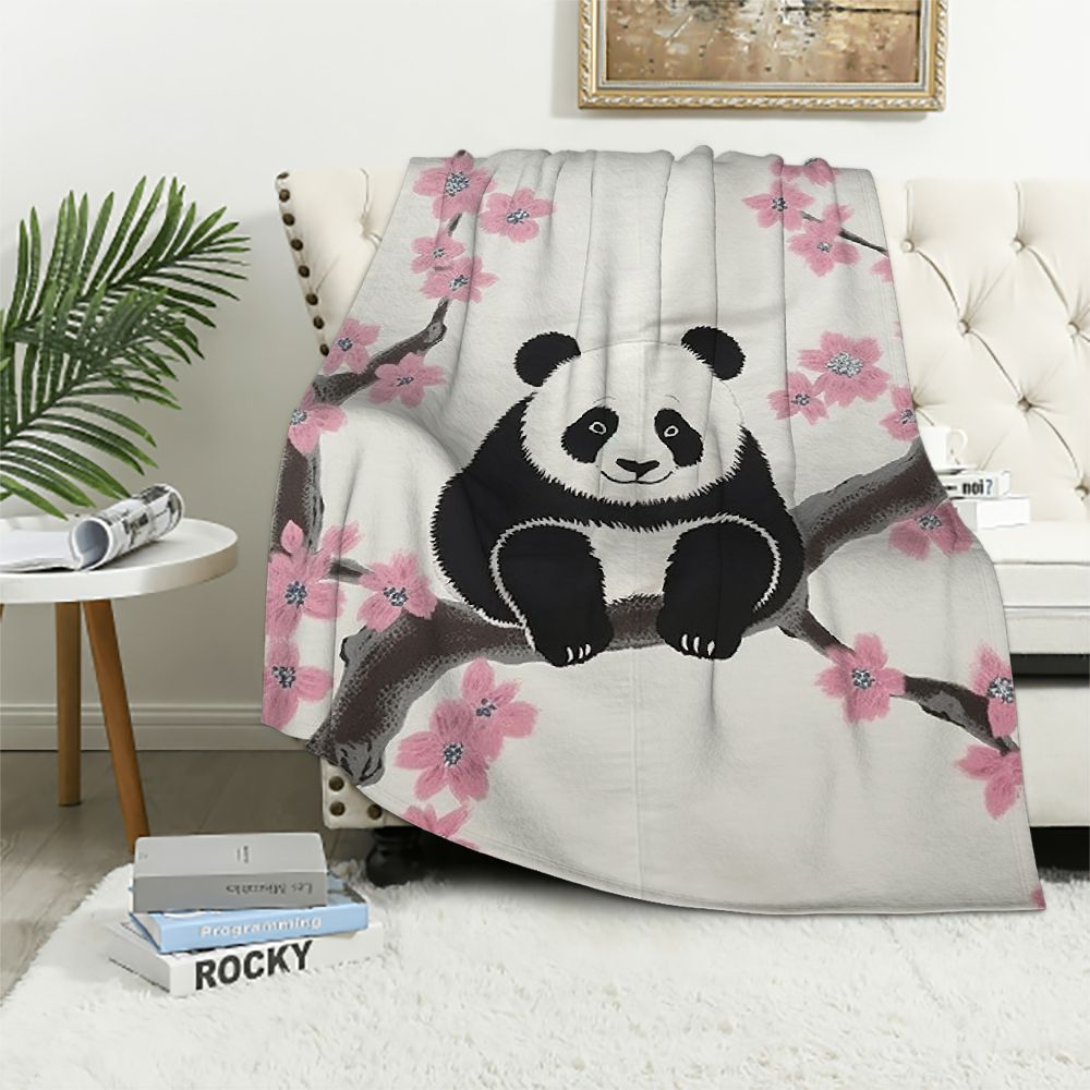 ARISTURING Cartoon Panda Throw Blanket for Kids Boys Girls Pink Cherry ...