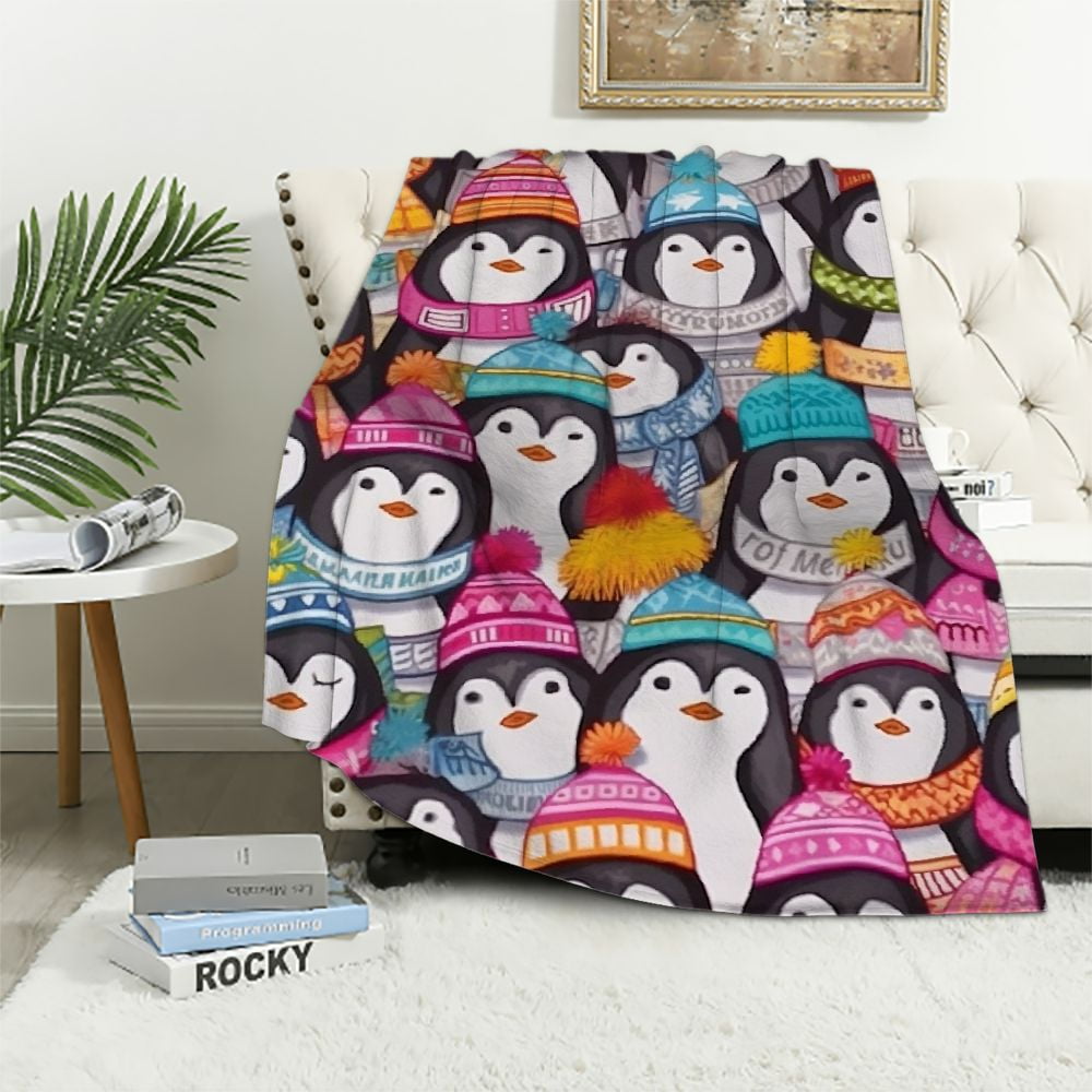 ARISTURING Cartoon Penguin Blanket Cute Throw Blanket for Couch, Kids ...