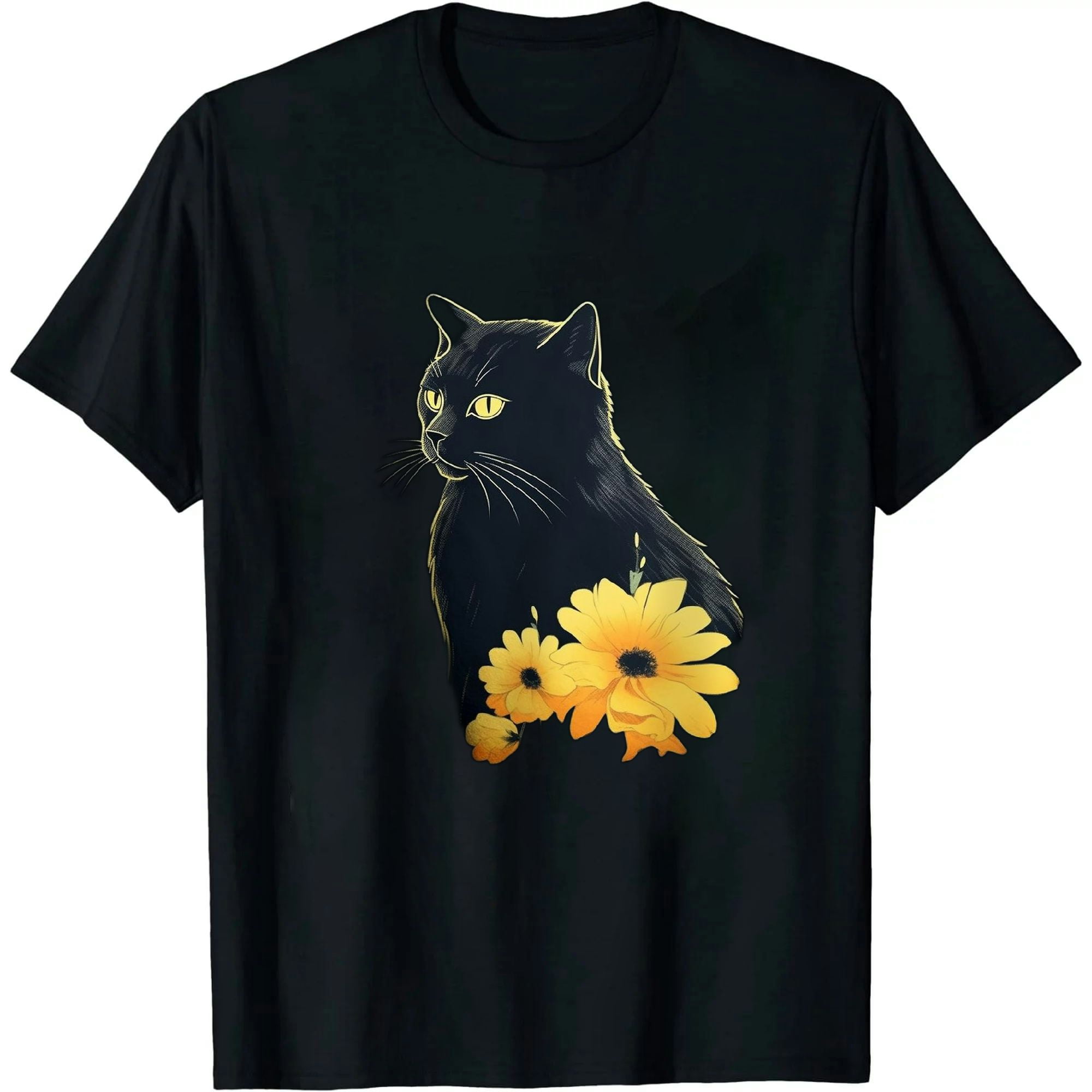 ARISTURING Cat Artwork - Flowers Art Cat Motif Animal Cat T-Shirt ...