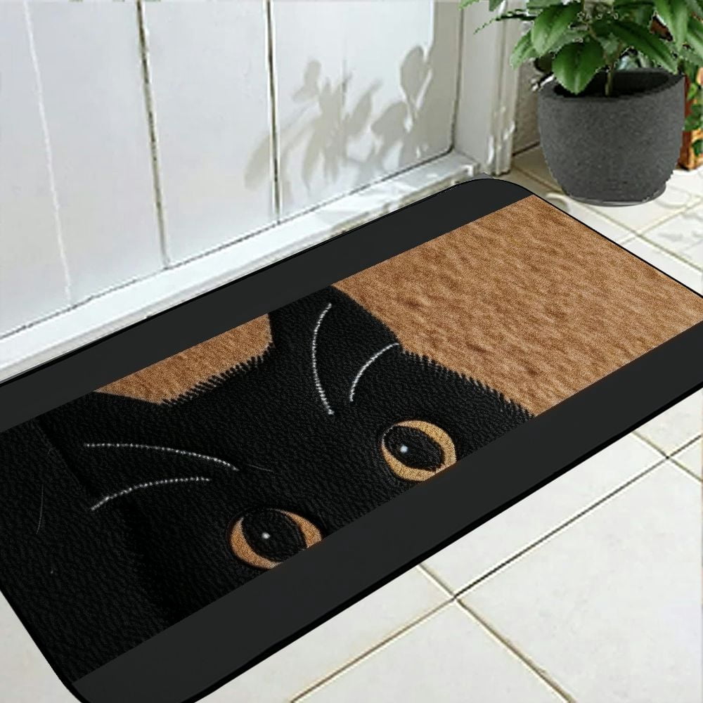 ARISTURING Cat Door Mat Outdoor Welcome Mats, Funny Black Cat Doormat ...