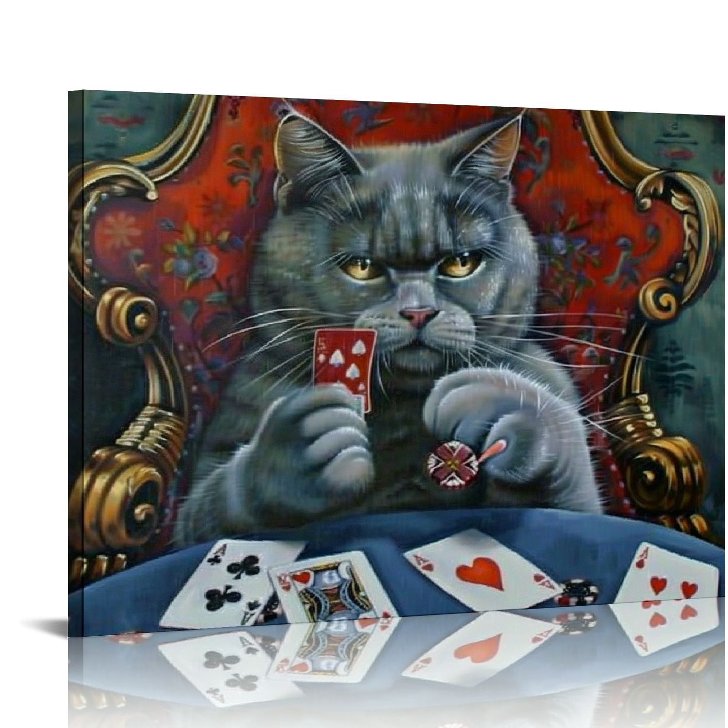 ARISTURING Cats Playing Poker People Paintings Modern Canvas Wall Art ...