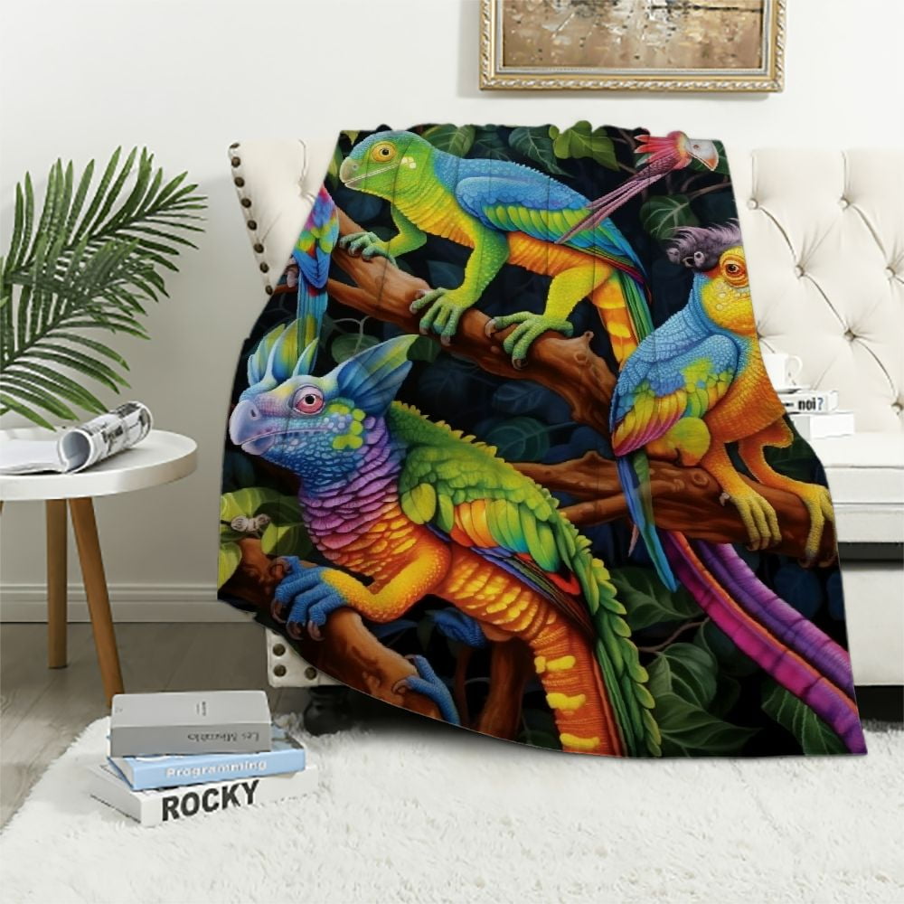 ARISTURING Chameleon Parrot Blanket Chameleon Parrot Gifts for Women ...