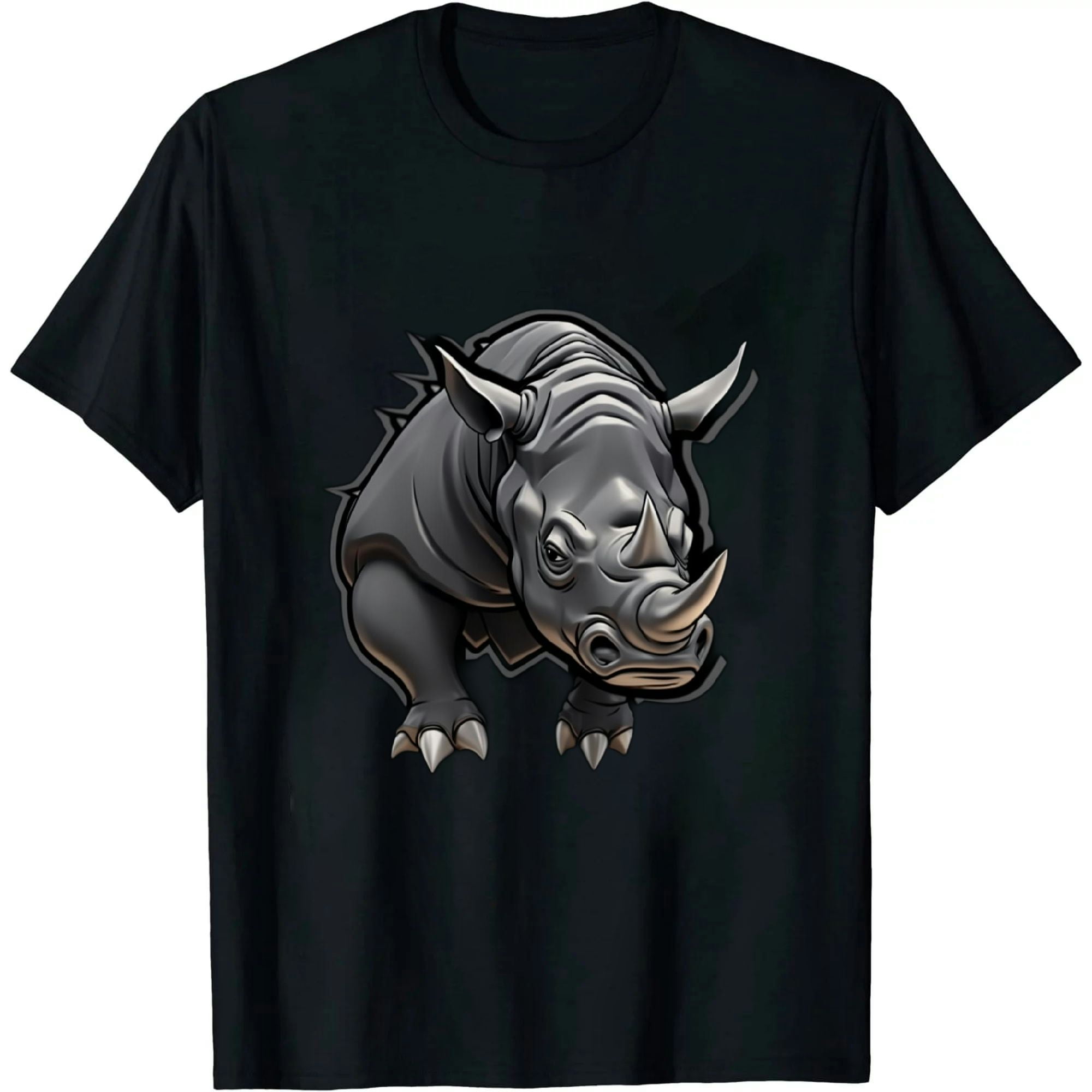 Jiayy Charging Rhino T-Shirt Chubby Rhinoceros Tshirts For Men Tee ...