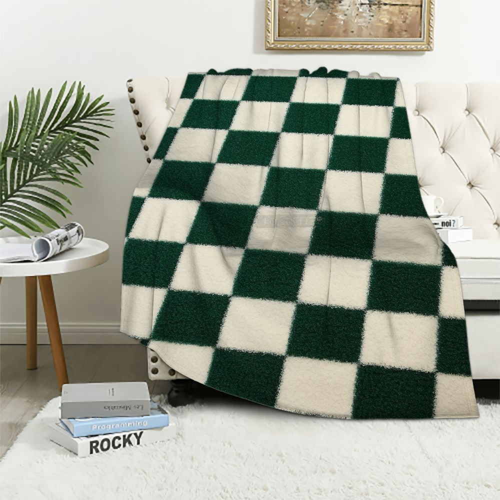ARISTURING Checkered Blanket, Forest Green Christmas Throw Blanket ...