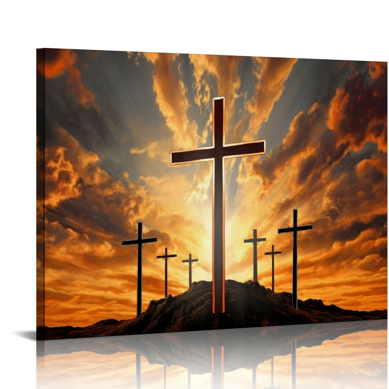 ARISTURING Christ Cross in the Sunset Wall Art Spiritual Poster Jesus Crucifix Giclee Modern ...