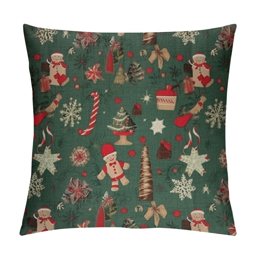 ARISTURING Christmas Cute Gingerbread Man Throw Pillow Covers ...