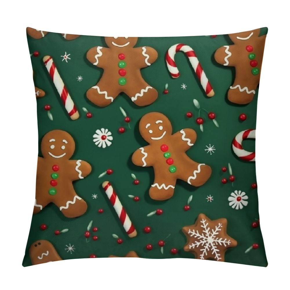 ARISTURING Christmas Gingerbread Man and Candy Cane Pillow Covers Set ...