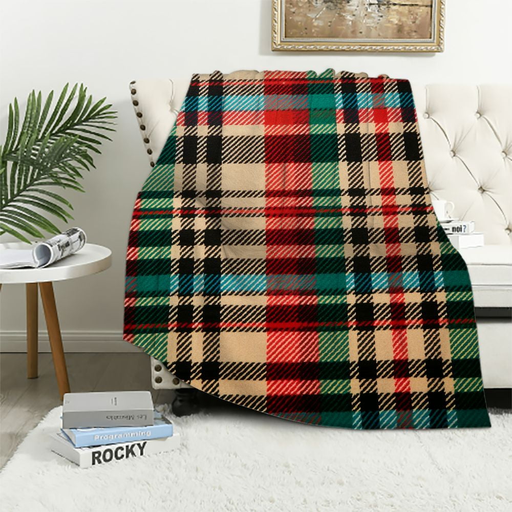 HENGT Christmas Red Buffalo Plaid Sherpa Throw Blanket, Reversible ...