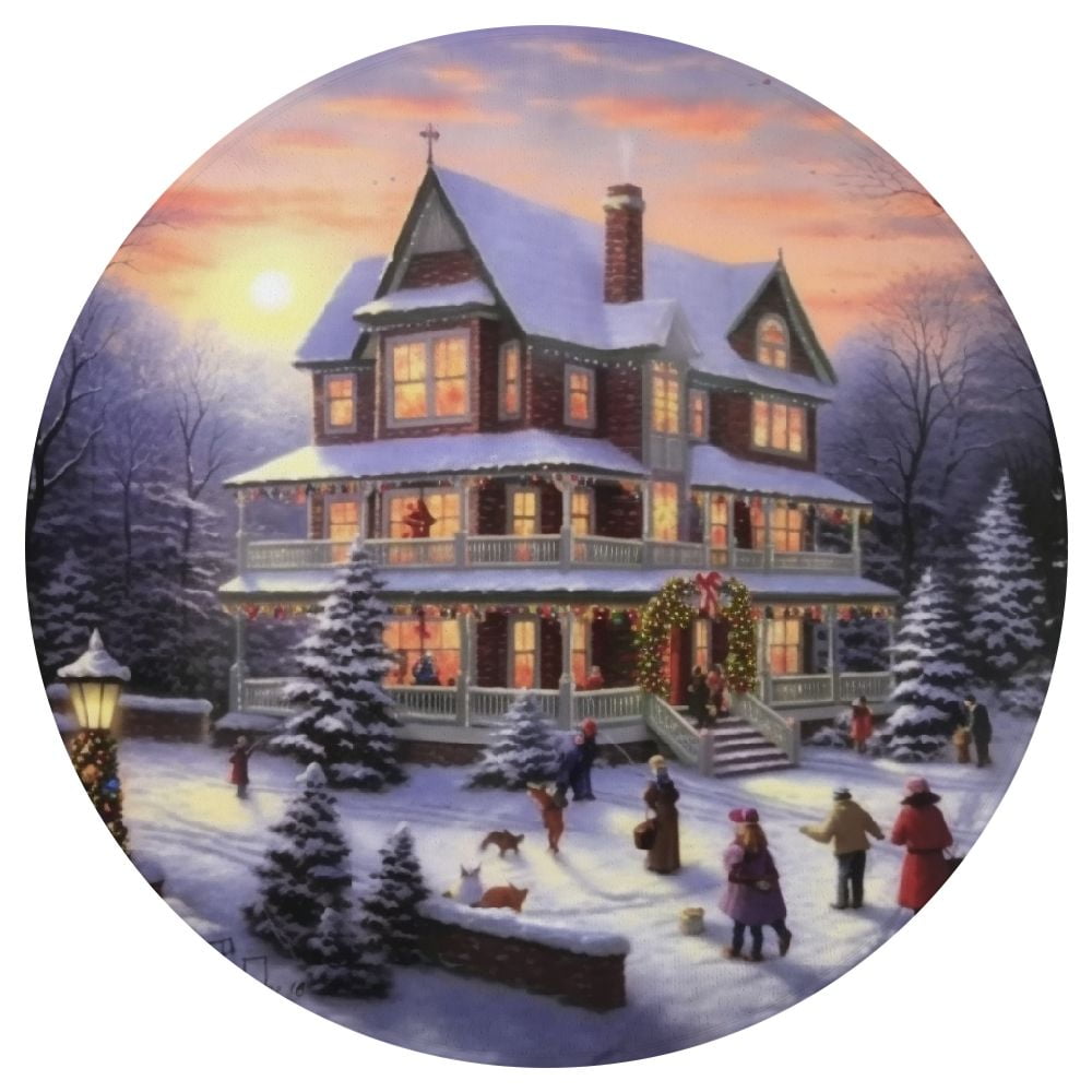 ARISTURING Christmas Tree Flannel Floor Mat Round Shape Home Decoration ...