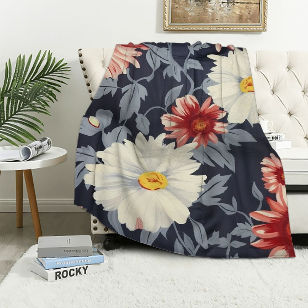 HENGT Chrysanthemum Throw Blanket Soft Lightweight Plush Blanket Throw ...