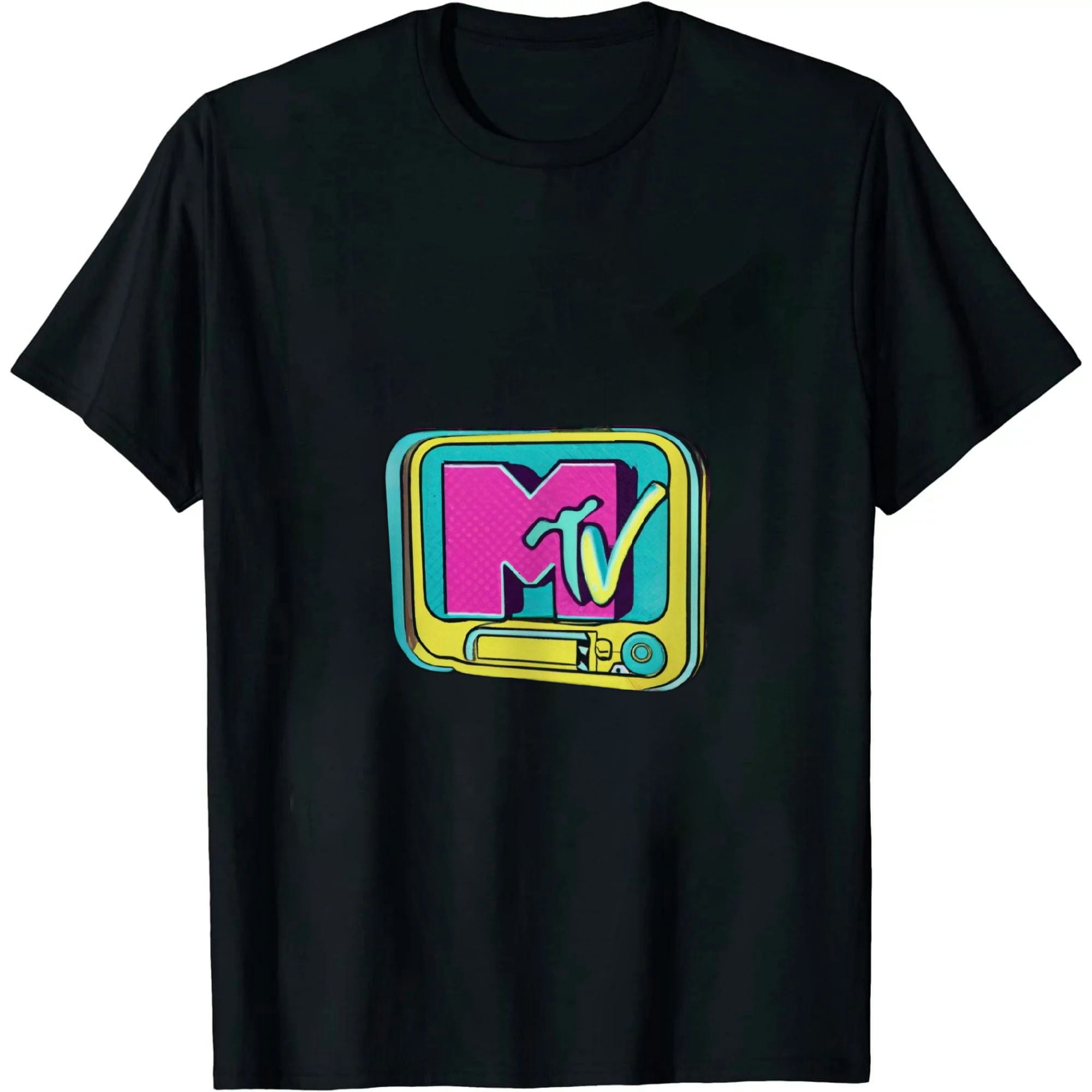 ARISTURING Classic Mtv Logo Checkered Yellow And Pink Print T-Shirt ...
