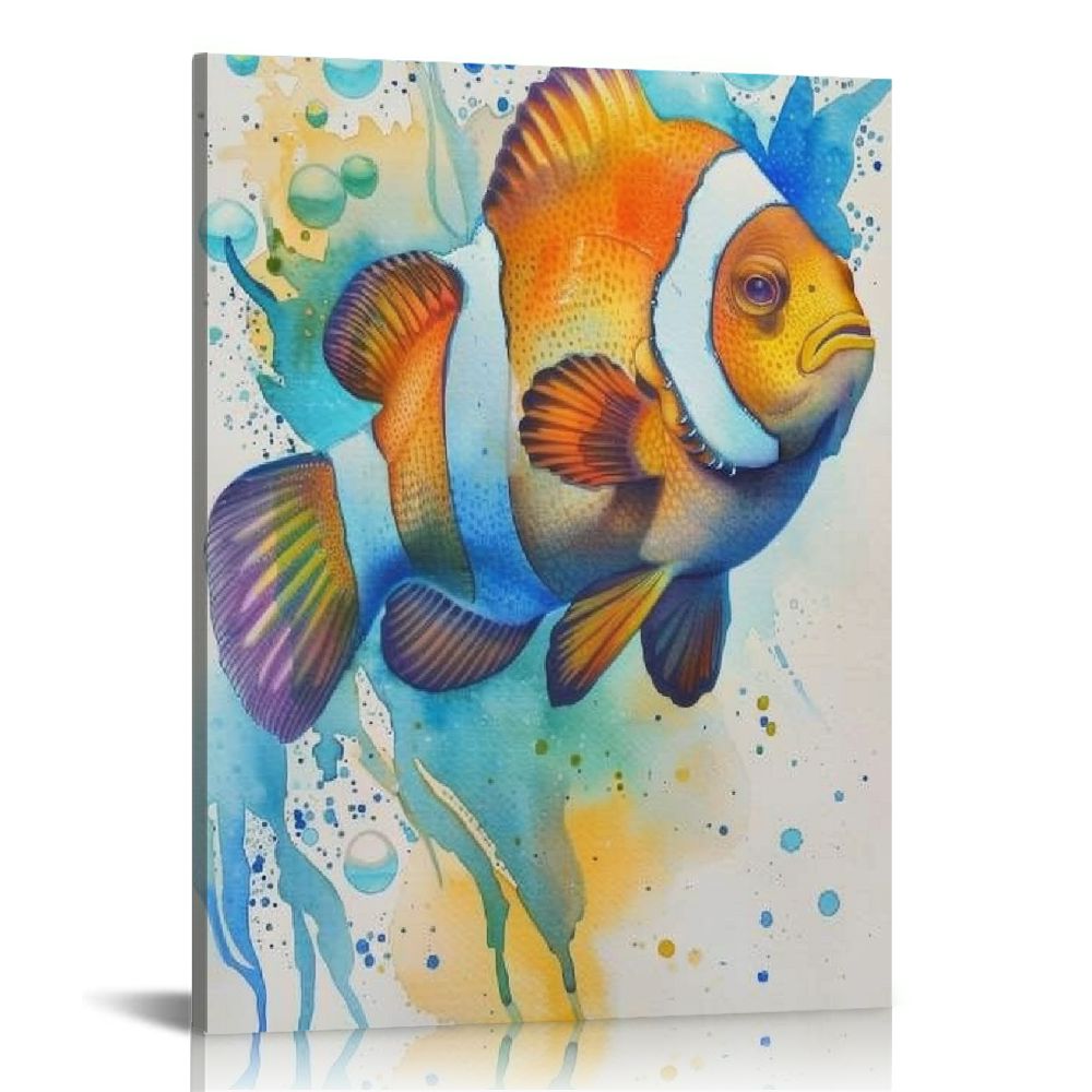 ARISTURING Clownfish Watercolor Art Posters，Beautiful Marine Animal ...