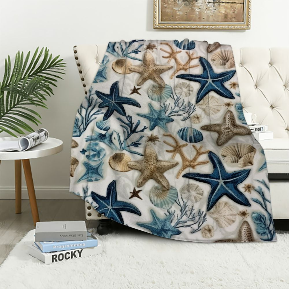 ARISTURING Coastal Ocean Beach Throw Blanket: Soft Plush Velvet ...