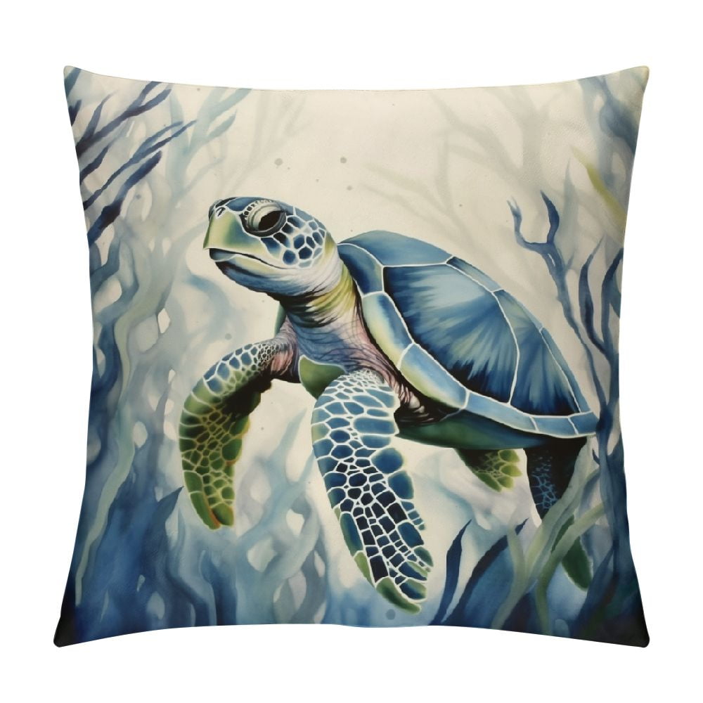 ARISTURING Coastal Turtle Throw Pillow Covers Nautical Beach Pillow ...