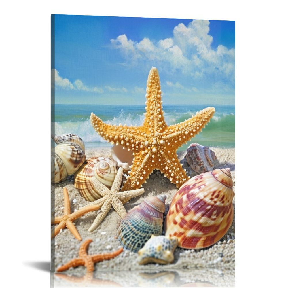 ARISTURING Coastal Wall Art Seascape Giclee Canvas Prints Seashell ...