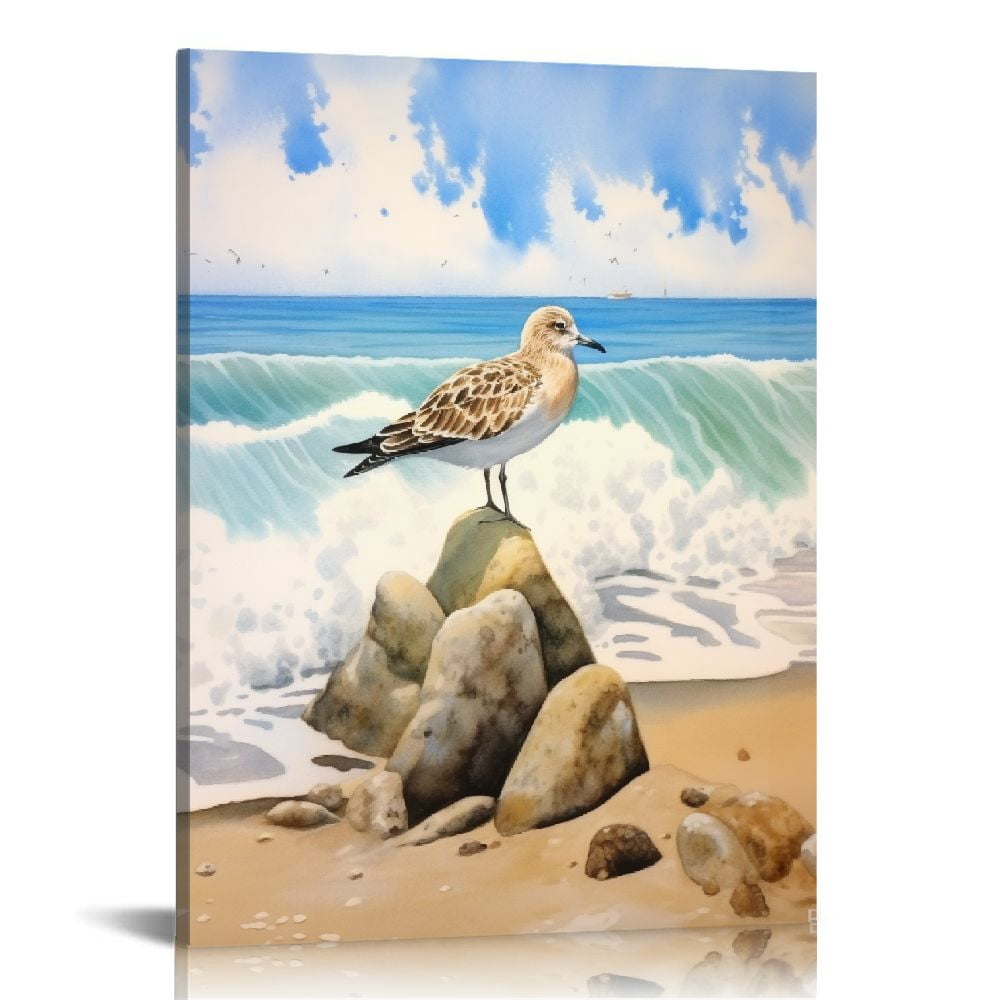 ARISTURING Coastal Wall Art Seaside Bird Canvas Prints Beach Painting ...