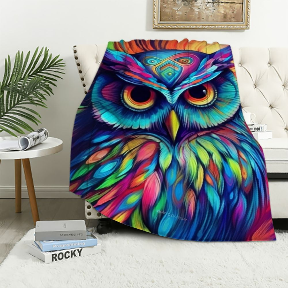 Jiayy Coloful Owl Pattern Throw Blanket 50x70 Inches Gifts Soft Flannel ...