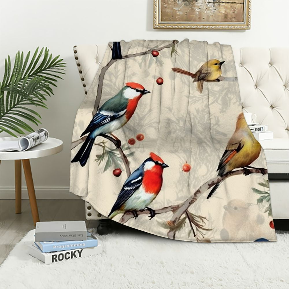 ARISTURING Colorful Birds Pattern Throw Blanket Soft and Comfortable ...