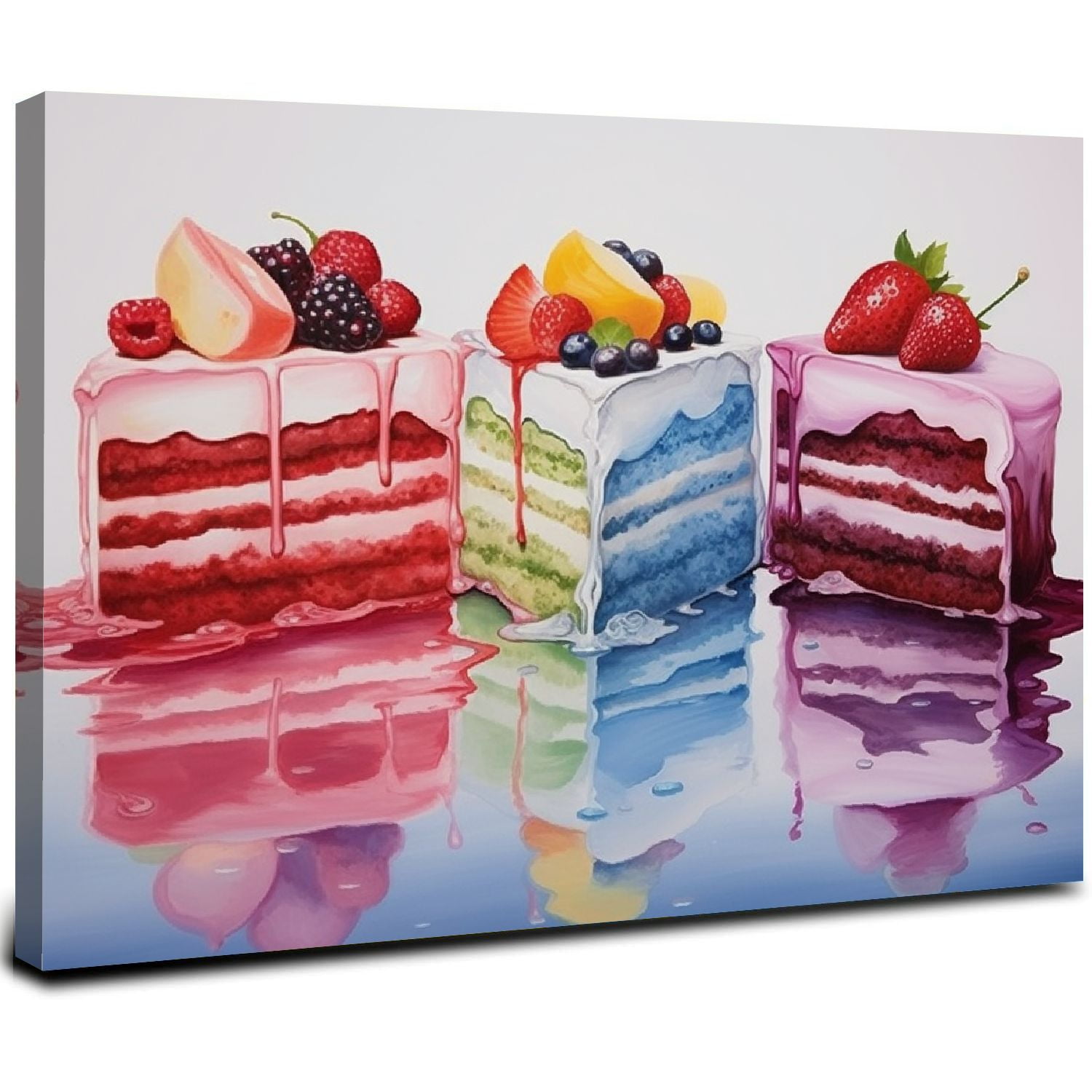 ARISTURING Colorful Cake Slices Canvas Print - Whimsical Home Decor ...