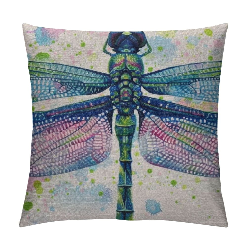 ARISTURING Colorful Dragonfly Pillow Covers Ink Blue Dragonfly ...