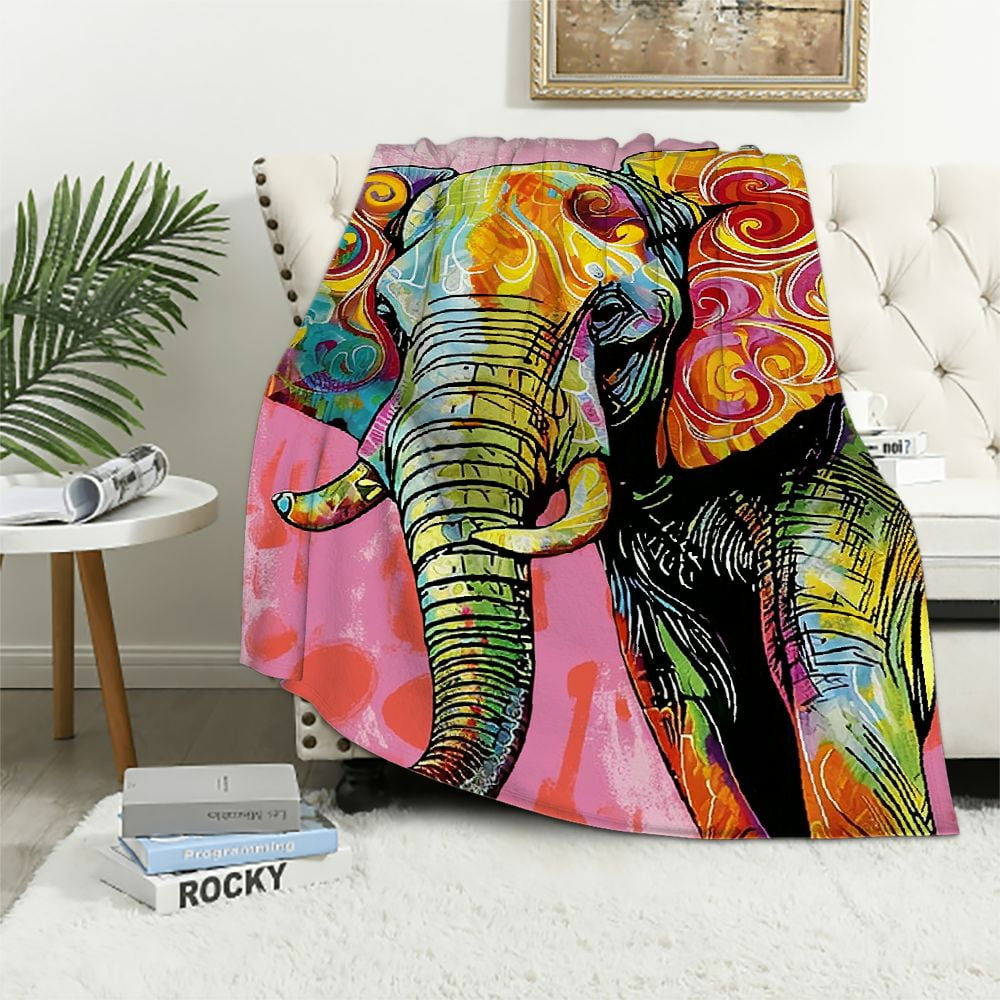 Jiayy Colorful Elephant Blanket for Bed Dean Russo Elephant Throw ...