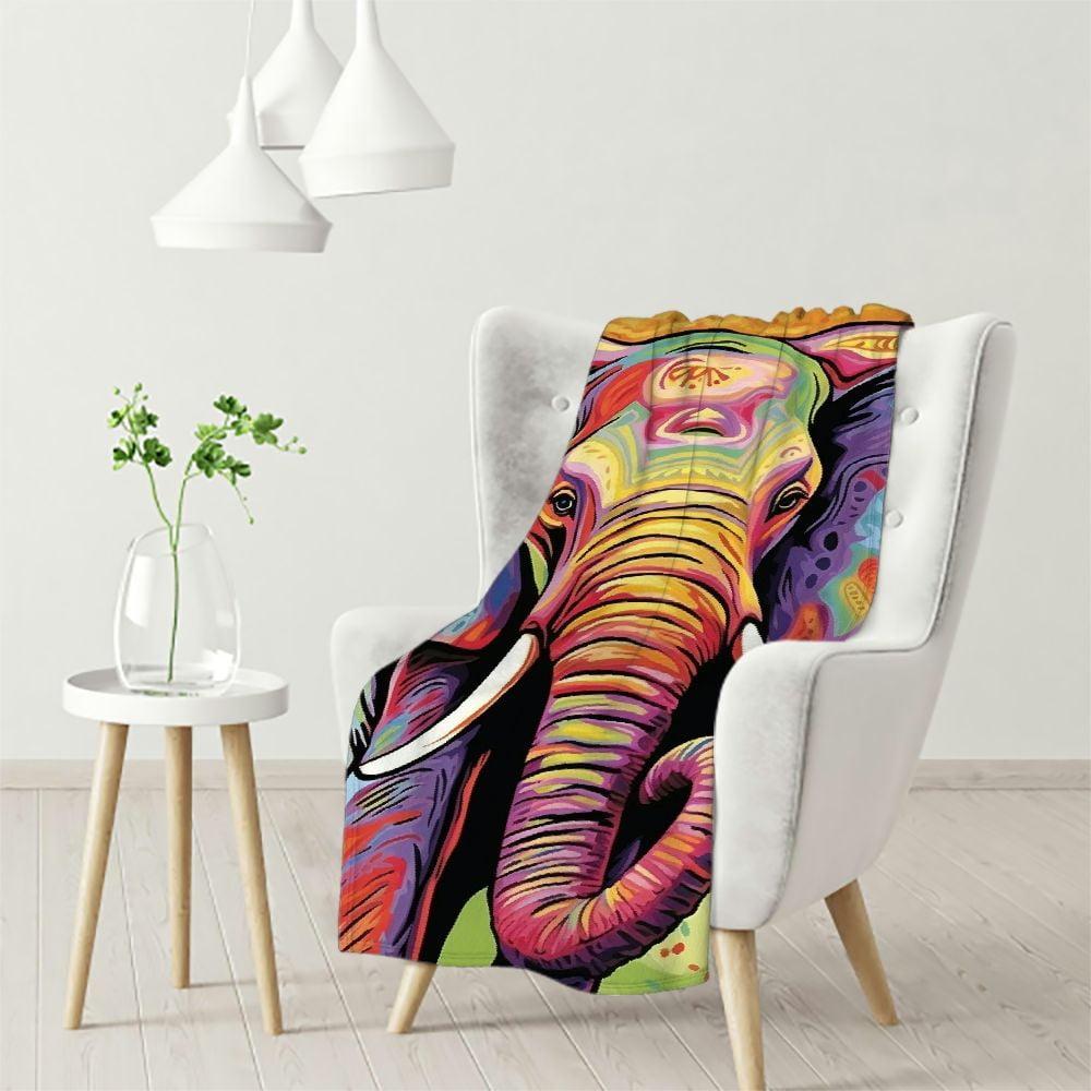 Jiayy Colorful Elephant Blanket for Bed Dean Russo Elephant Throw ...
