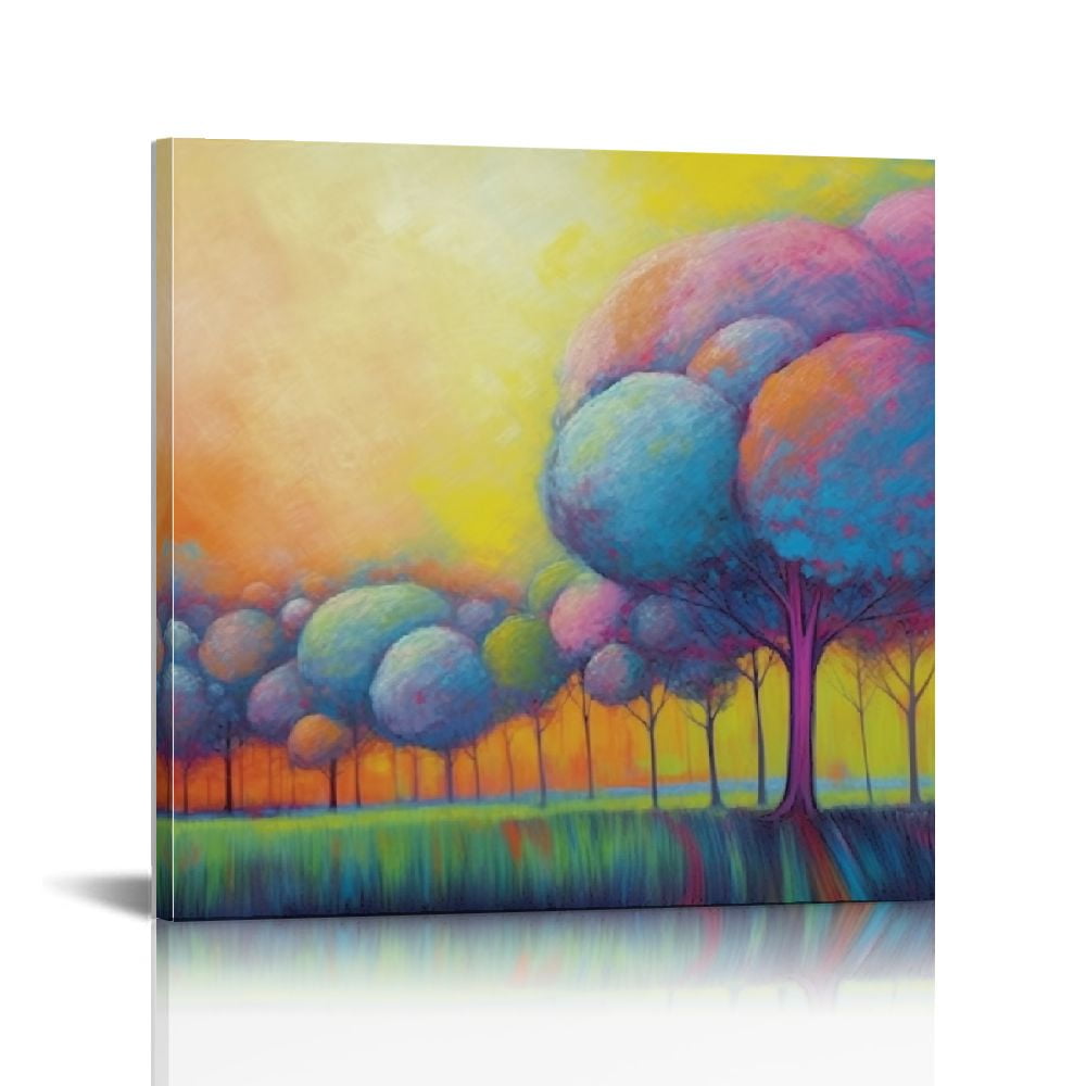 ARISTURING Colorful Forest Canvas Wall Art Aesthetic Cartoon Landscape ...