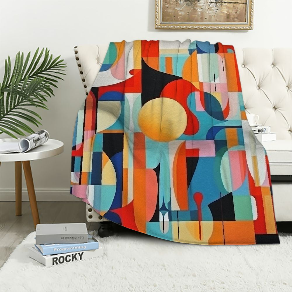 ARISTURING Colorful Fun Aesthetic Mid Century Modern Gomestry Blanket ...
